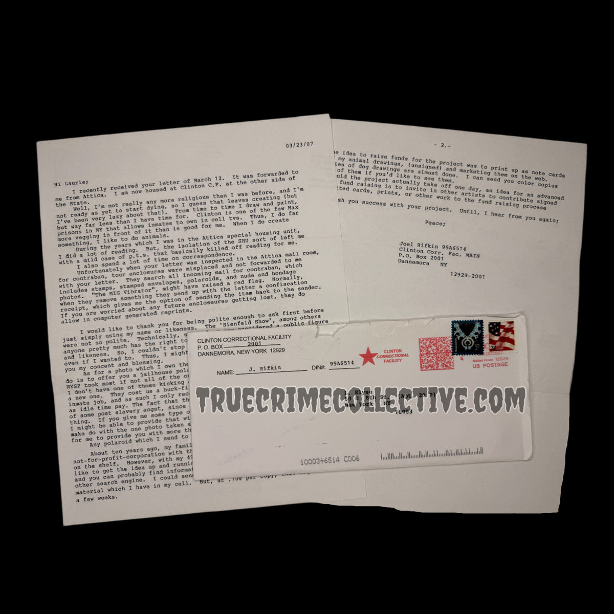 Joel Rifkin Signed Letter & Envelope - Rare Collectible