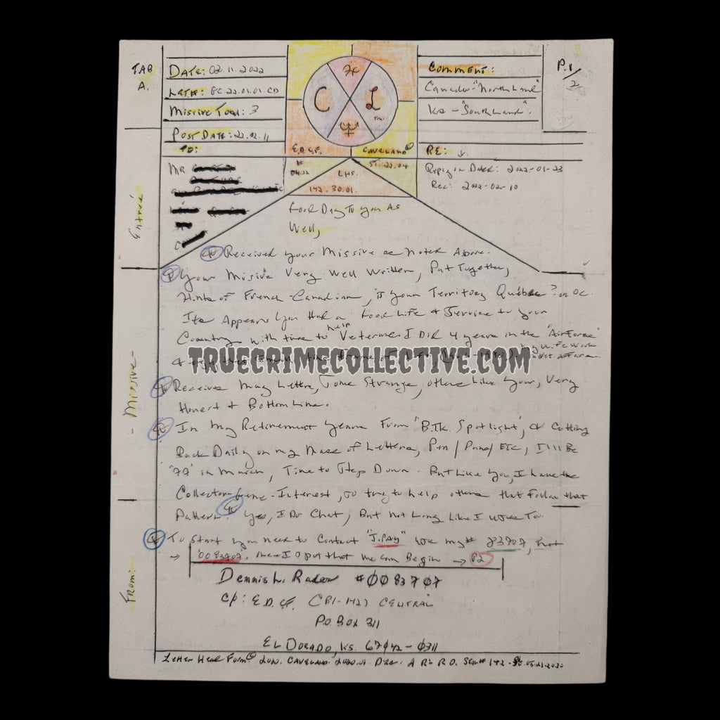 Dennis Rader “BTK” Signed Letter